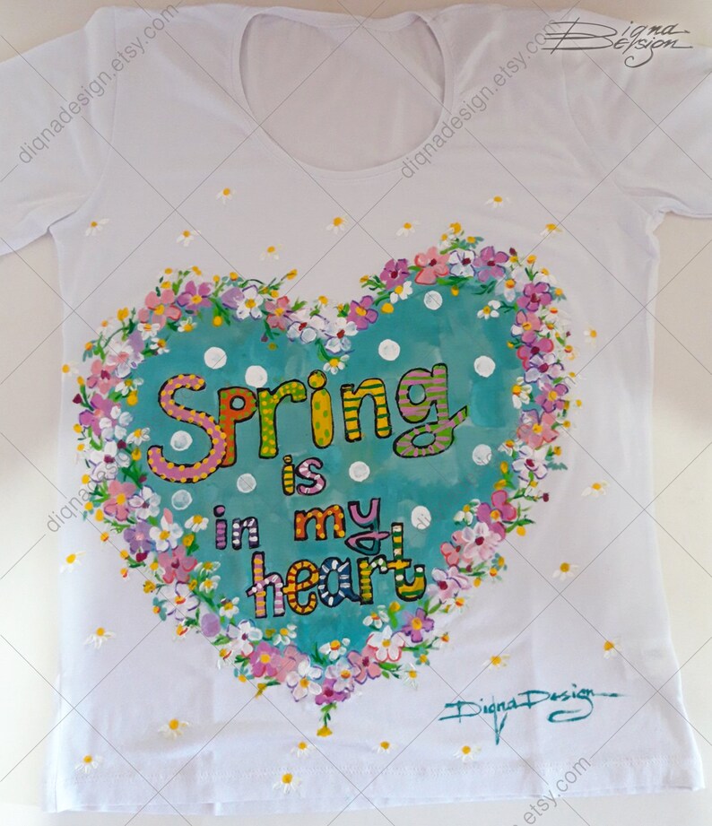Spring Themed Tshirt Hand Painted Message Handpainted - Etsy