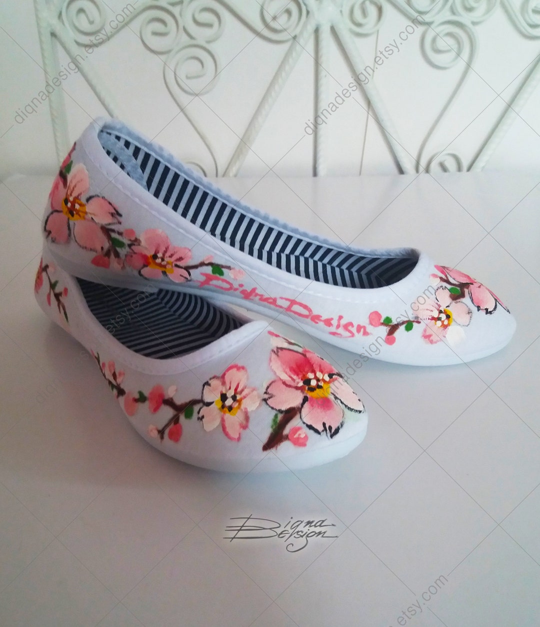 Cherry Blossoms Shoes, Hand Painted Sakura Shoes, Japanese Sakura Art ...
