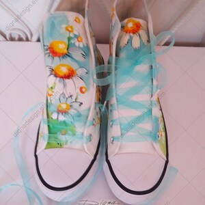 Daisies Hi Tops, Hand Painted Hi-tops, Floral High Tops, Daisy Sneakers ...