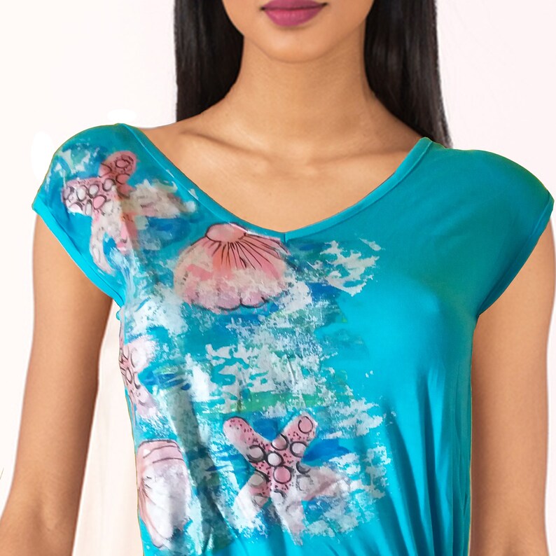 Hand Painted Sea Dress Seashells Dress Summer Dresses | Etsy