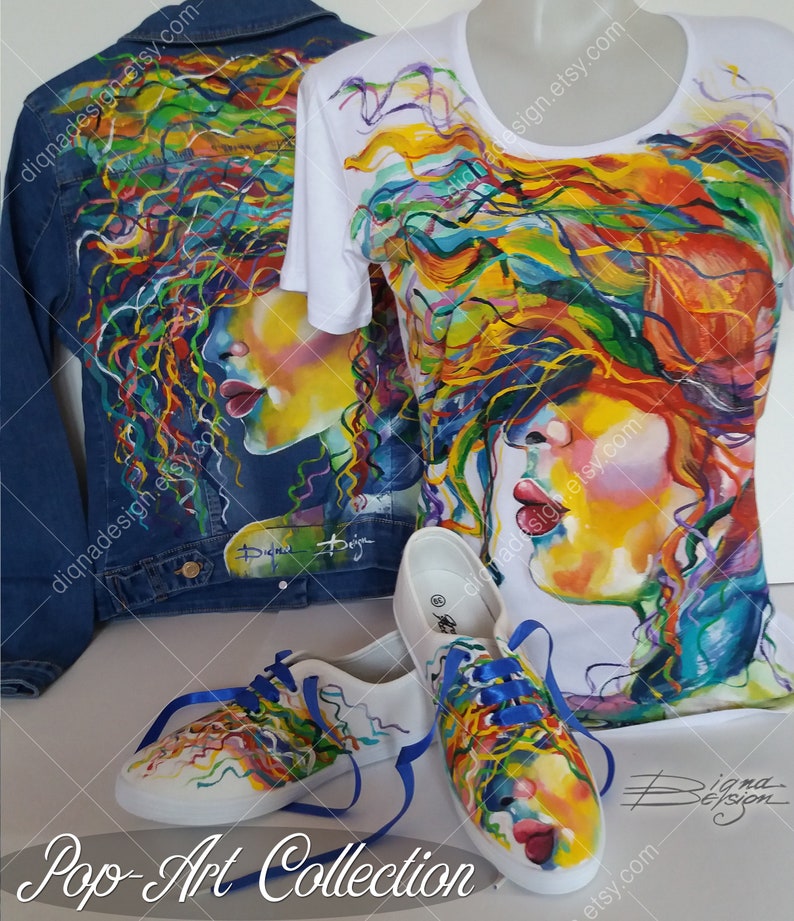 Custom Tshirt Pop Art T-shirt Art Clothing Handpainted | Etsy