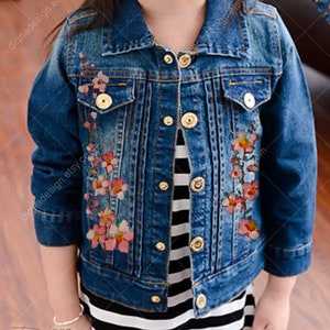 Cherry Blossoms Kids Jacket, Hand Painted Jacket, Jean Jacket for Girls ...