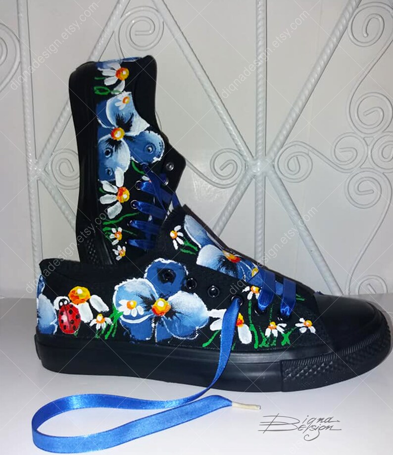 Violets Sneakers Violet Flowers Shoes Hand Painted Shoes - Etsy