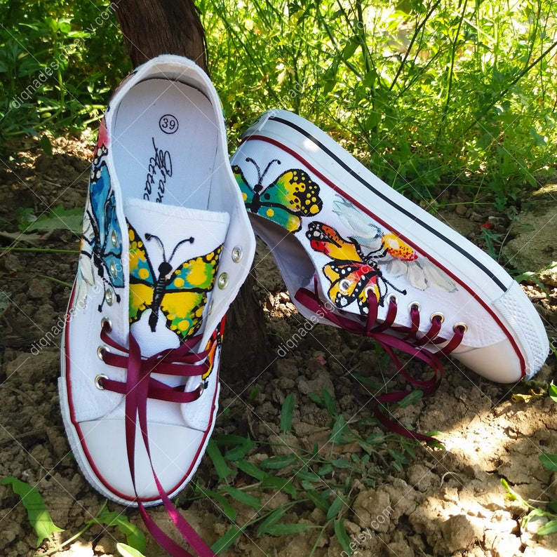 Butterfly Sneakers Hadpainted Shoes Butterflies Shoes Hand - Etsy