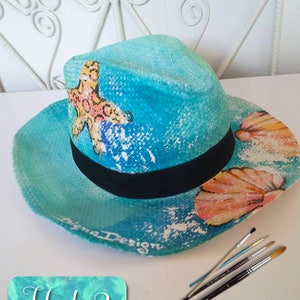 Hand Painted Seashell Hats, Hanpainted Hat, Seashell Sunhats Art ...