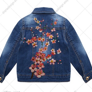 Hand Painted Cherry Blossom Kids Denim Jacket - Sakura Jean Jacket - Etsy