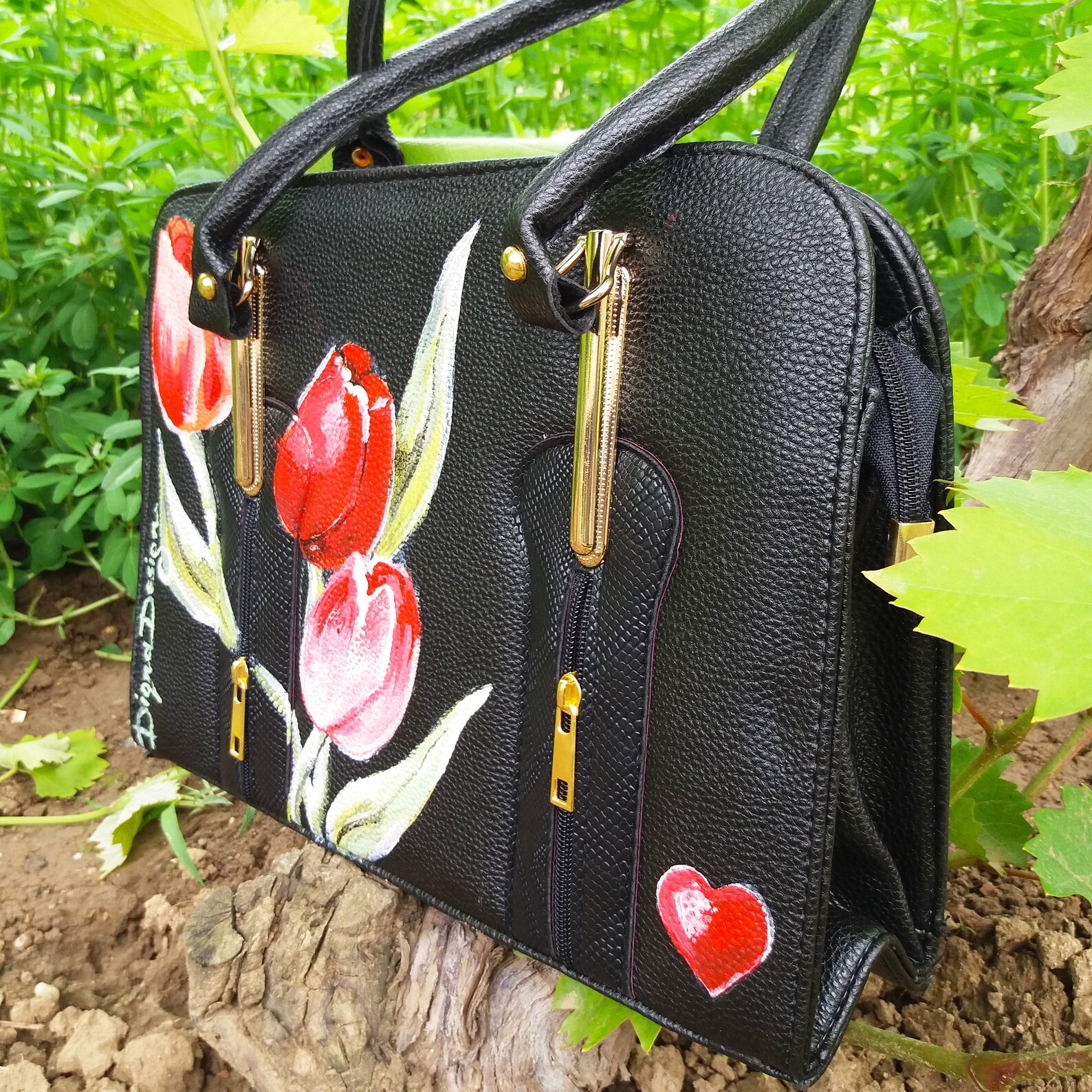 TULIPS ART Hadpainted Tulips Bag Tulip Bag Eavning Handbag - Etsy