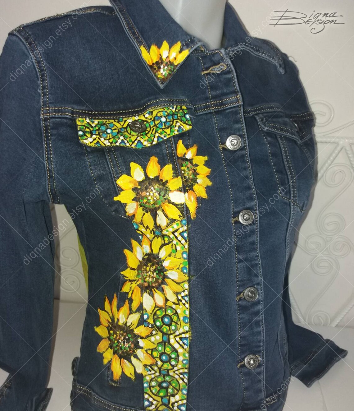 Handpainted Sunflower Jacket Sunflower Jean Jacket Sunflower - Etsy