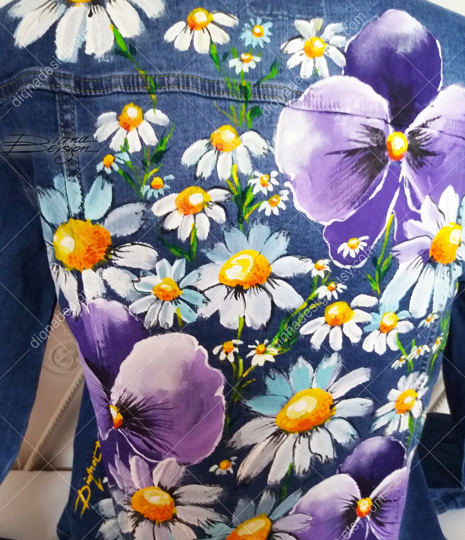 Violets Jacket Hand Painted Jacket Violet Jacket Painted | Etsy