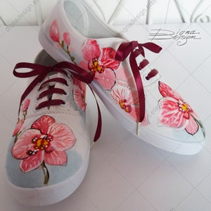 Orchid Sneakers, Hand Painted Floral Shoes, Orchid Art, Orchids ...