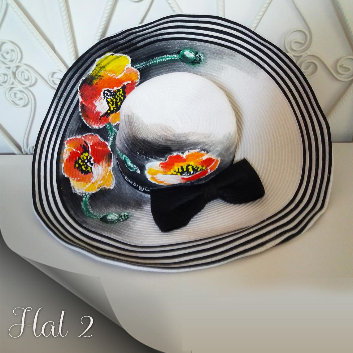 Hand Painted Poppies Hats Hanpainted Hat Poppy Sunhat | Etsy