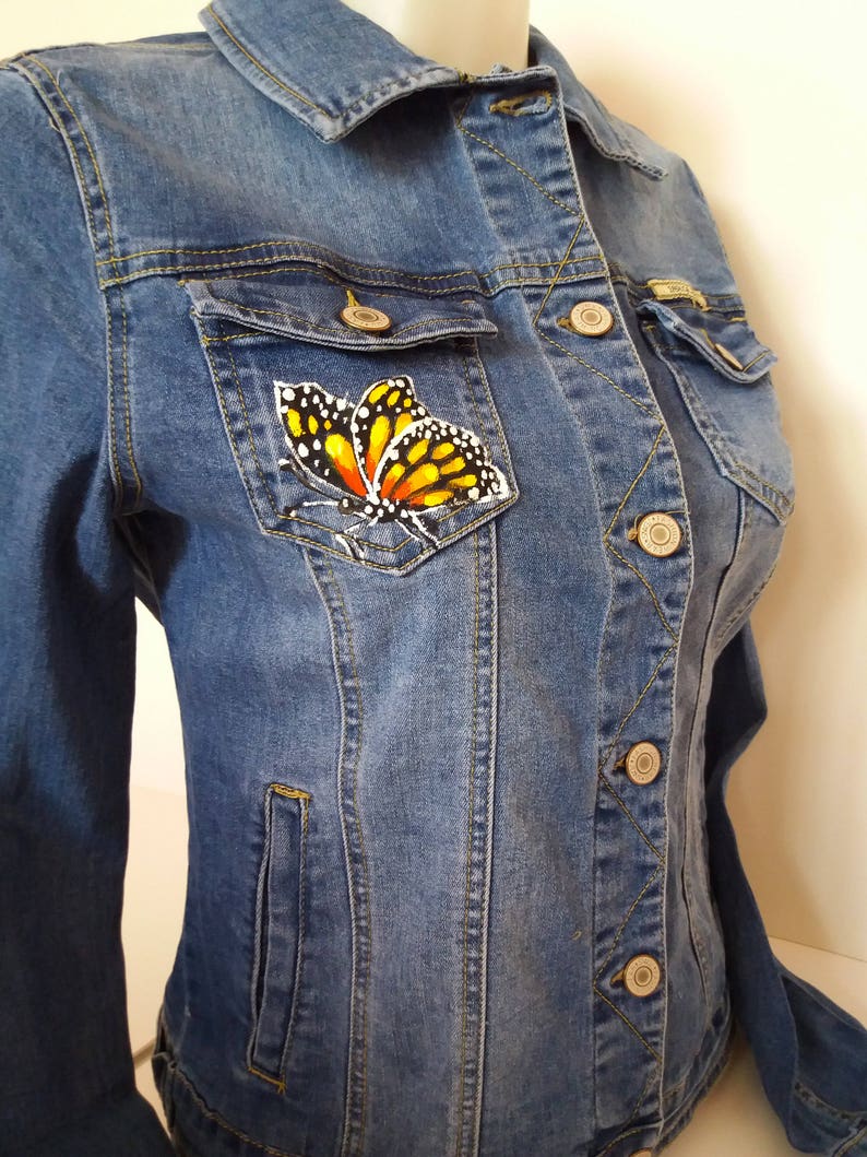 Monarch Butterflies Hand Painted Jean Jacket Butterfly - Etsy Canada