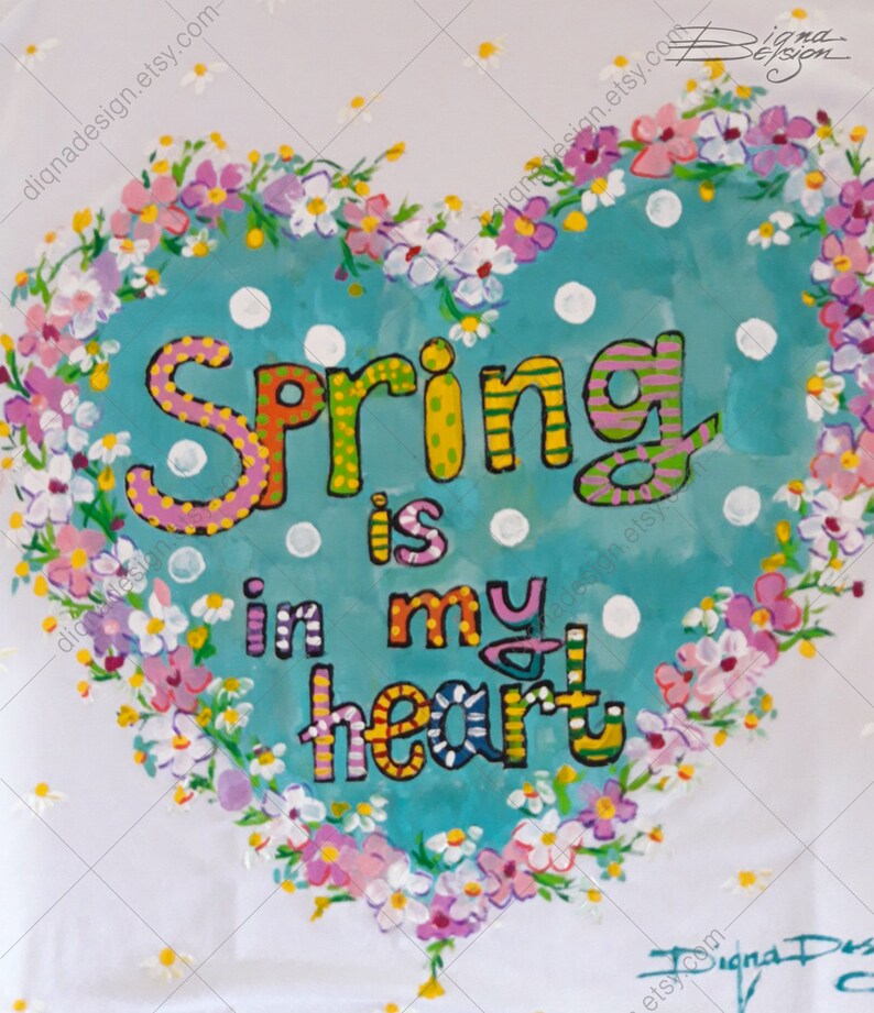 Spring Themed Tshirt Hand Painted Message Handpainted - Etsy
