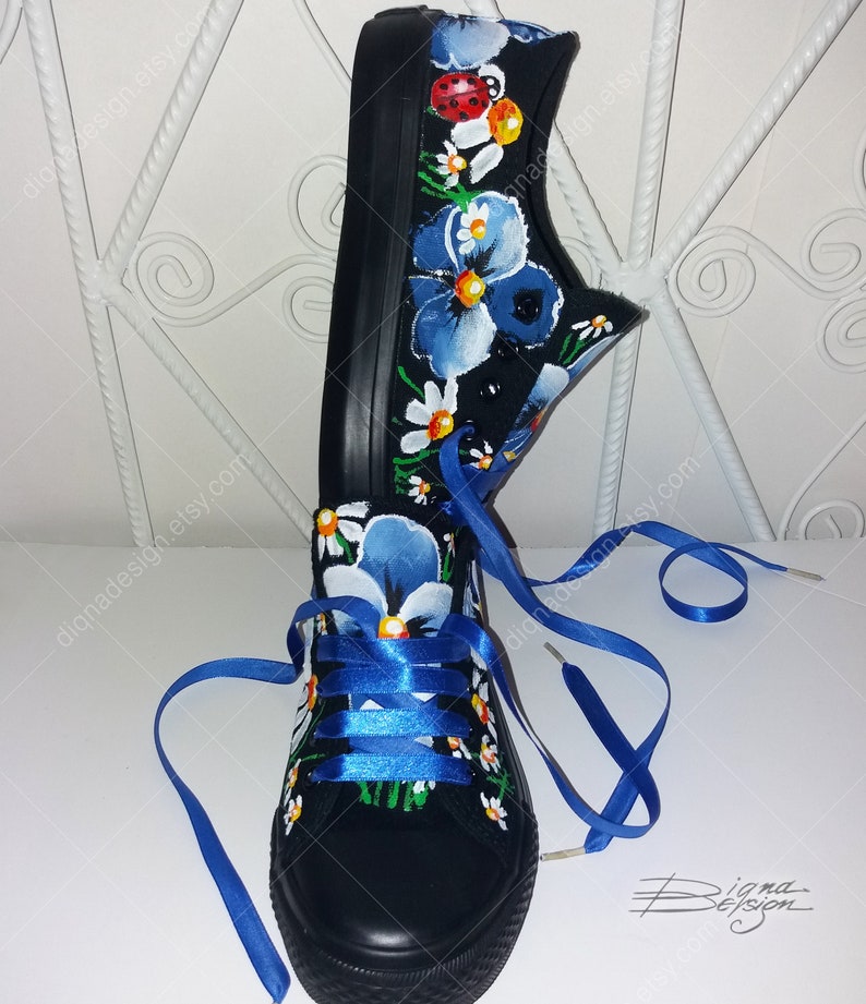 Violets Sneakers Violet Flowers Shoes Hand Painted Shoes - Etsy