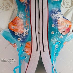 Summer Sneakers, Hanpainted Sneakers, Sea Shells Shoes, Seashell ...