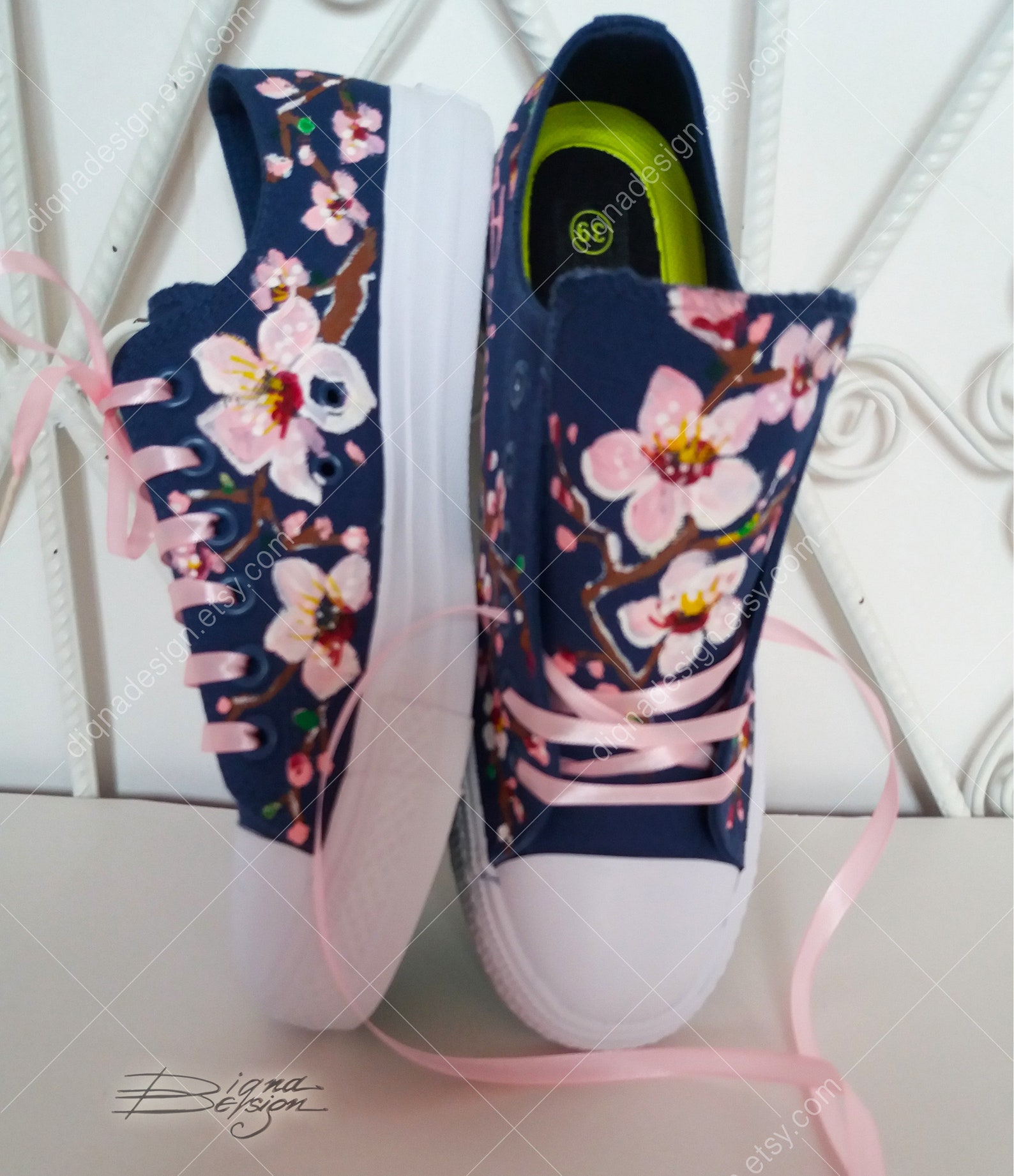 Sakura Sneakers Cherry Blossoms Shoes Hand Painted Sneakers - Etsy