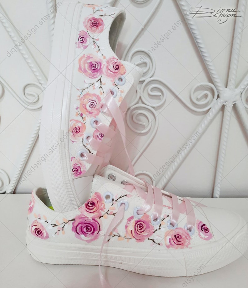 Roses Sneakers Painted Sneakers Roses Art Painted Shoes - Etsy