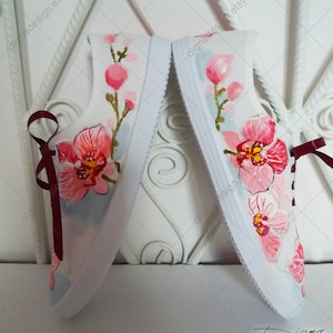 Orchid Sneakers, Hand Painted Floral Shoes, Orchid Art, Orchids ...