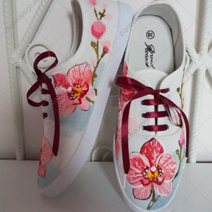 Orchid Sneakers, Hand Painted Floral Shoes, Orchid Art, Orchids ...