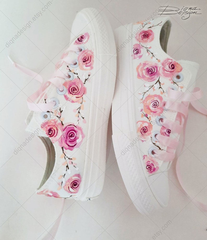 Roses Sneakers Painted Sneakers Roses Art Painted Shoes - Etsy