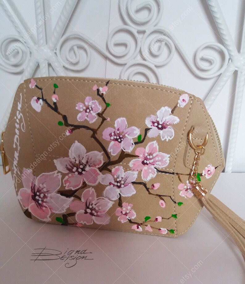Hand Painted Sakura Bag Japanese Sakura Art Cherry Blossoms - Etsy