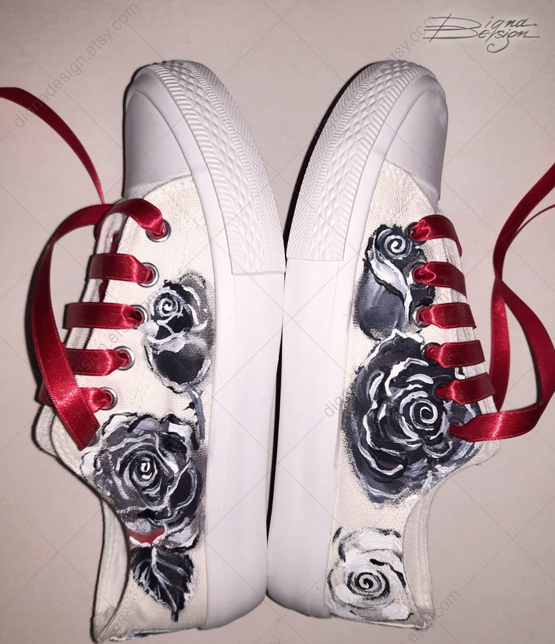 Black Roses Sneakers, Painted Sneakers, Black Roses Art, Painted Shoes ...