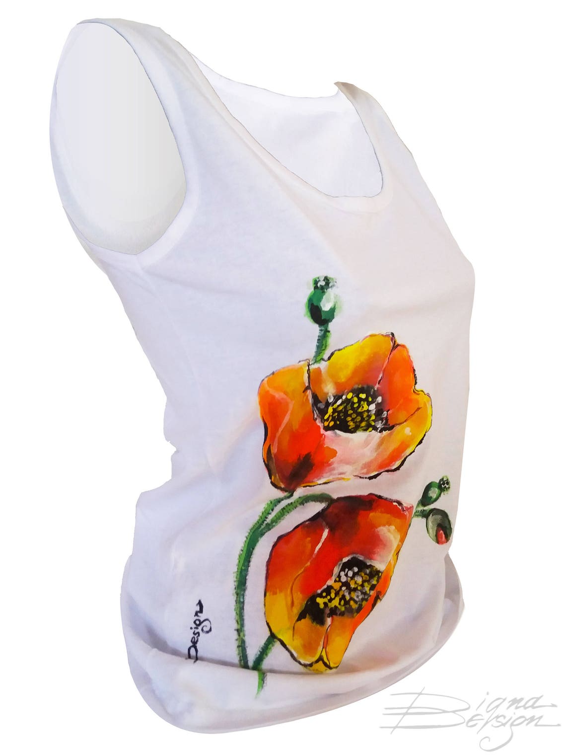 Poppy Top Hand Painted Top Poppies Top Handpainted Tank | Etsy