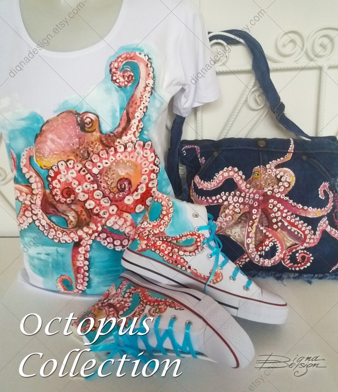 Octopus Sneakers Hand Painted Sneakers Octopus Hi Tops | Etsy