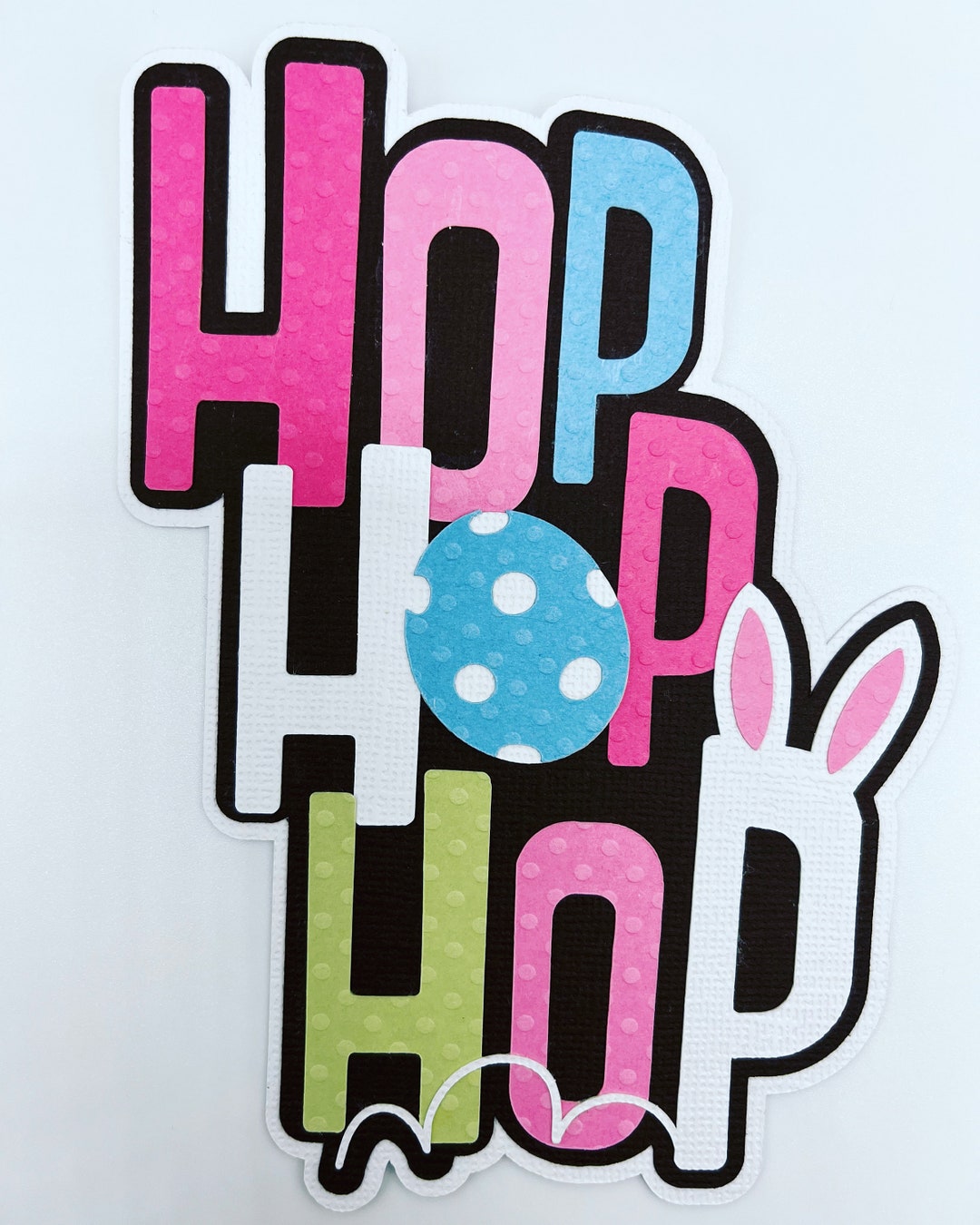Handmade Die Cuts EASTER HOP HOP Hop Title Paper Piecing Embellishment ...