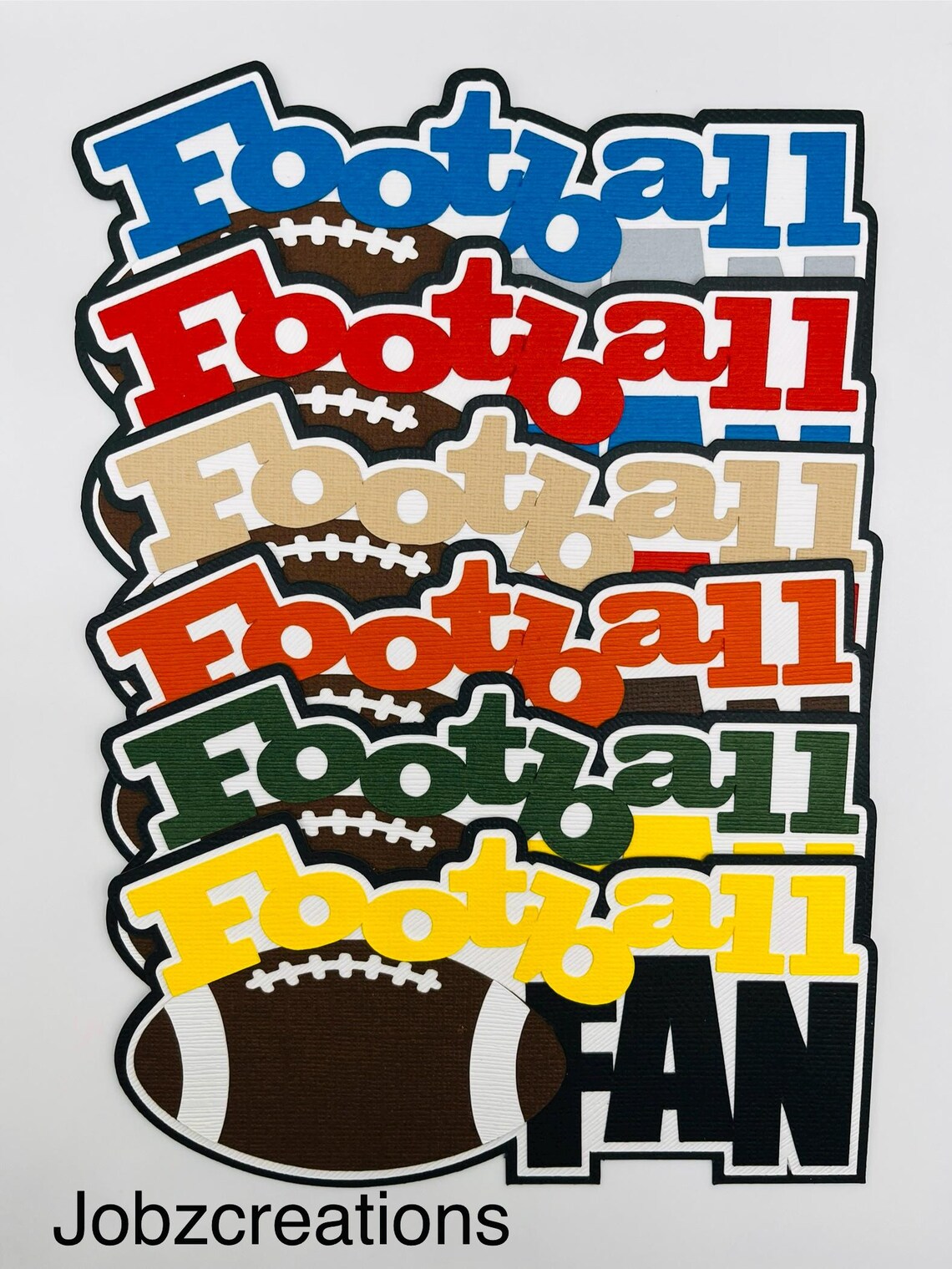 Handmade Die Cuts FOOTBALL FAN You Choose Color Combination Paper ...