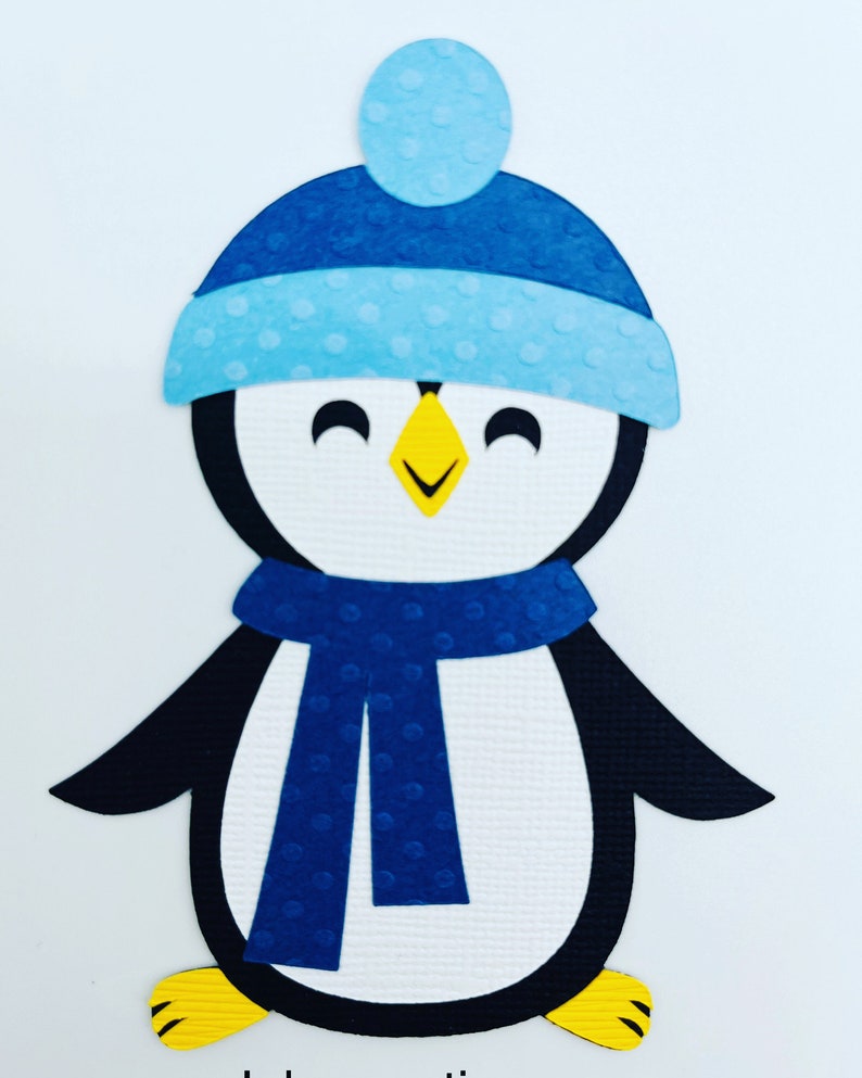 Handmade Die Cuts PENGUIN Standing You Choose Hat/scarf Color Paper ...