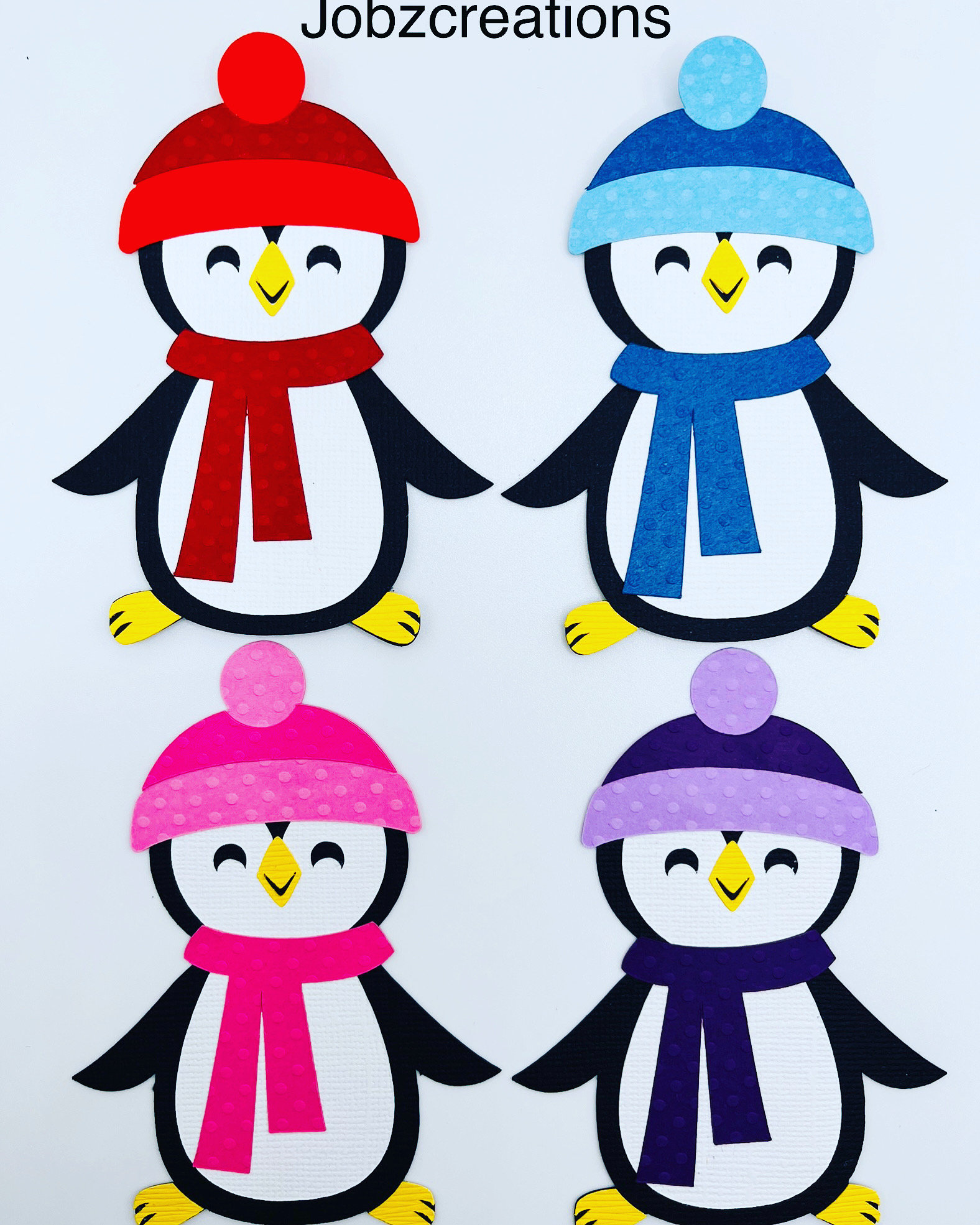 Handmade Die Cuts PENGUIN Standing You Choose Hat/scarf Color Paper ...