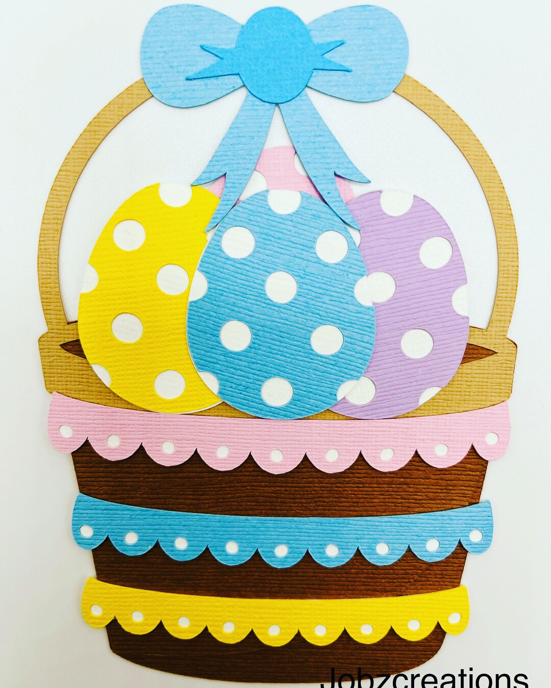 Handmade Easter Basket Die Cut: Polka Dot Eggs Embellishment - Etsy