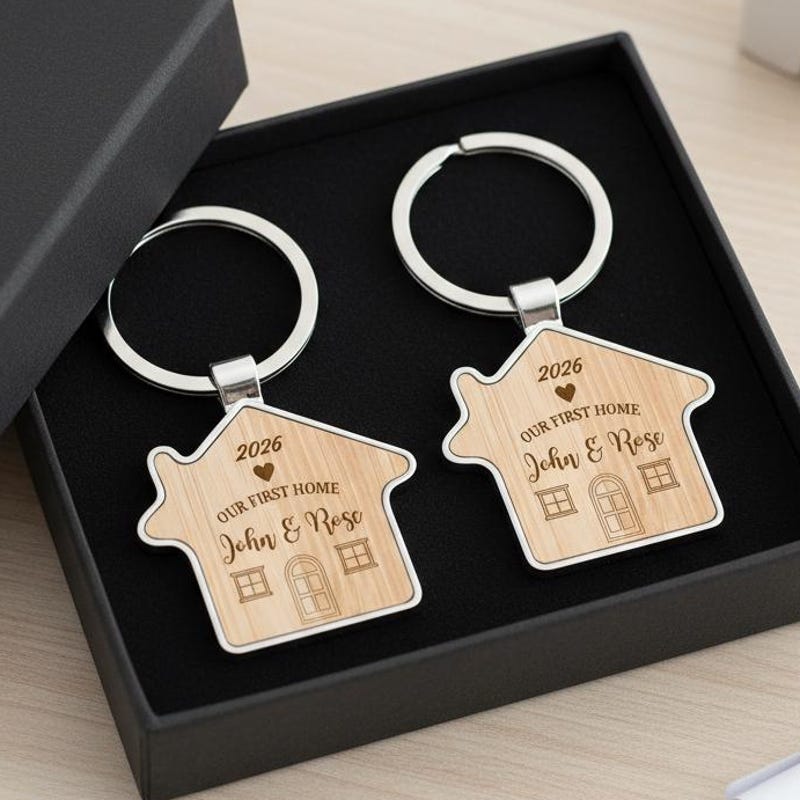 Couple New Home Key Chain - Etsy