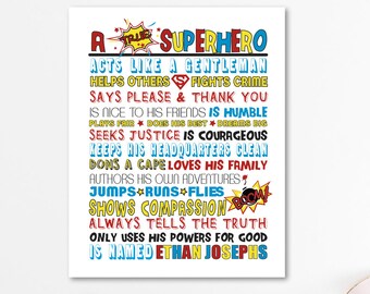 A true superhero Superhero Rules Superhero Room Decor | Etsy