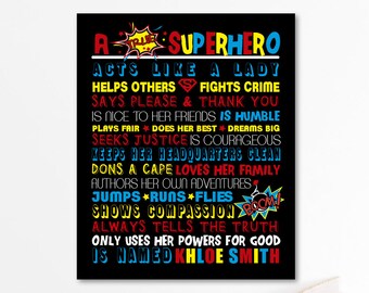 A true superhero Superhero Rules Superhero Room Decor | Etsy