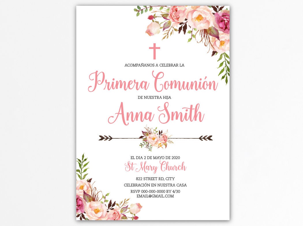 First Communion Invitations In Spanish