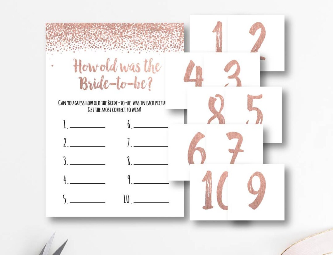 How Old Was the Bride Game Rose Gold, Guess the Age of Bride, Bridal ...