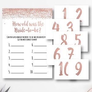 How Old Was the Bride Game Rose Gold, Guess the Age of Bride, Bridal ...
