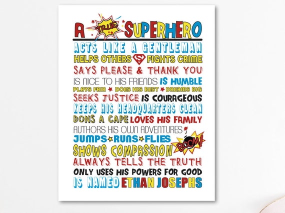 Superhero Wall Art Superhero Poster Superhero Printables | Etsy