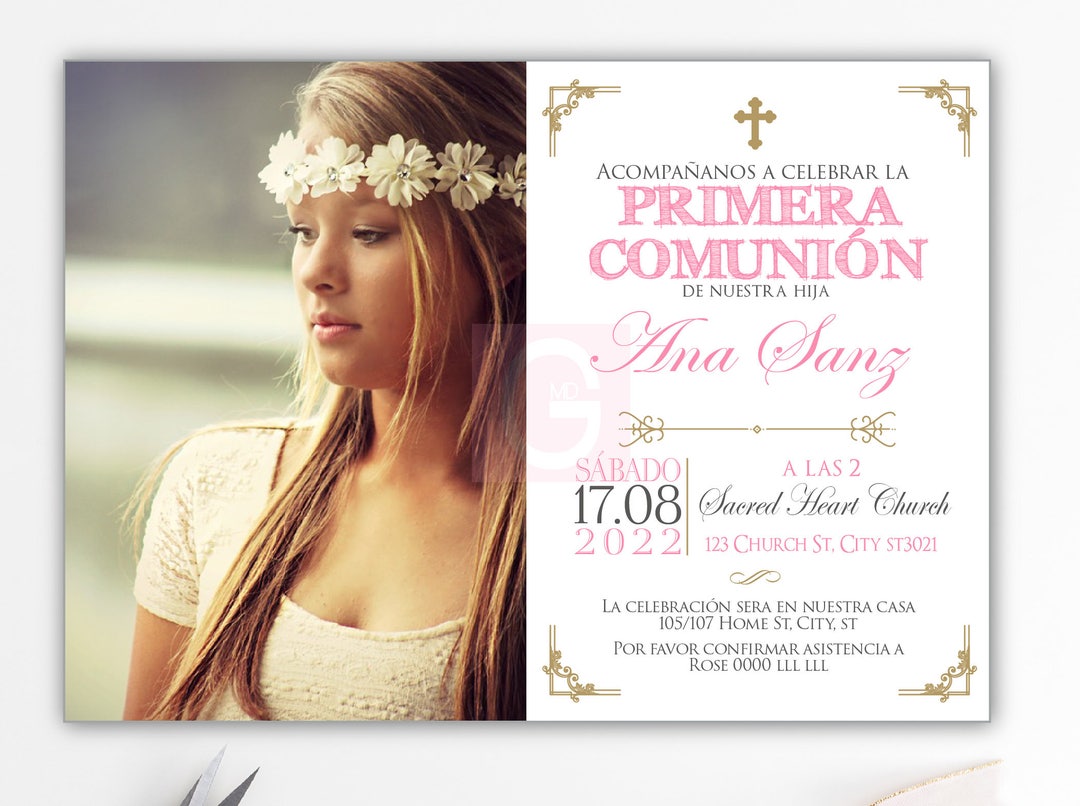 First Communion Invitation Spanish Girl Printable, Photo Invitation, My ...