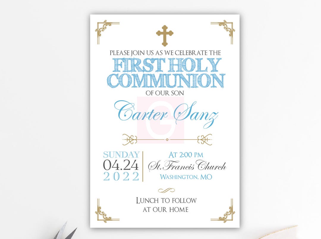 First Communion Invitation Boy, First Communion Boy, First Communion ...