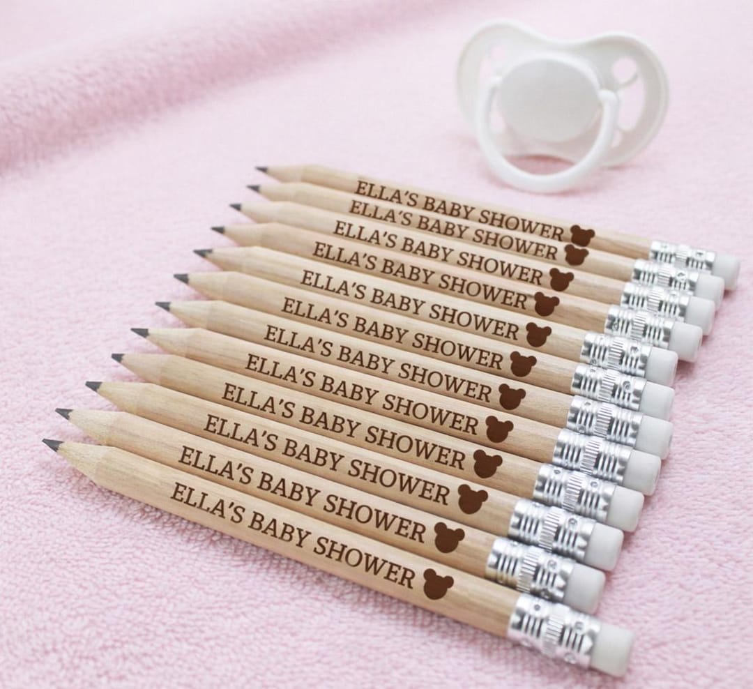Custom Baby Shower Favors in Bulk, Personalized Mini Pencil, Engraved ...