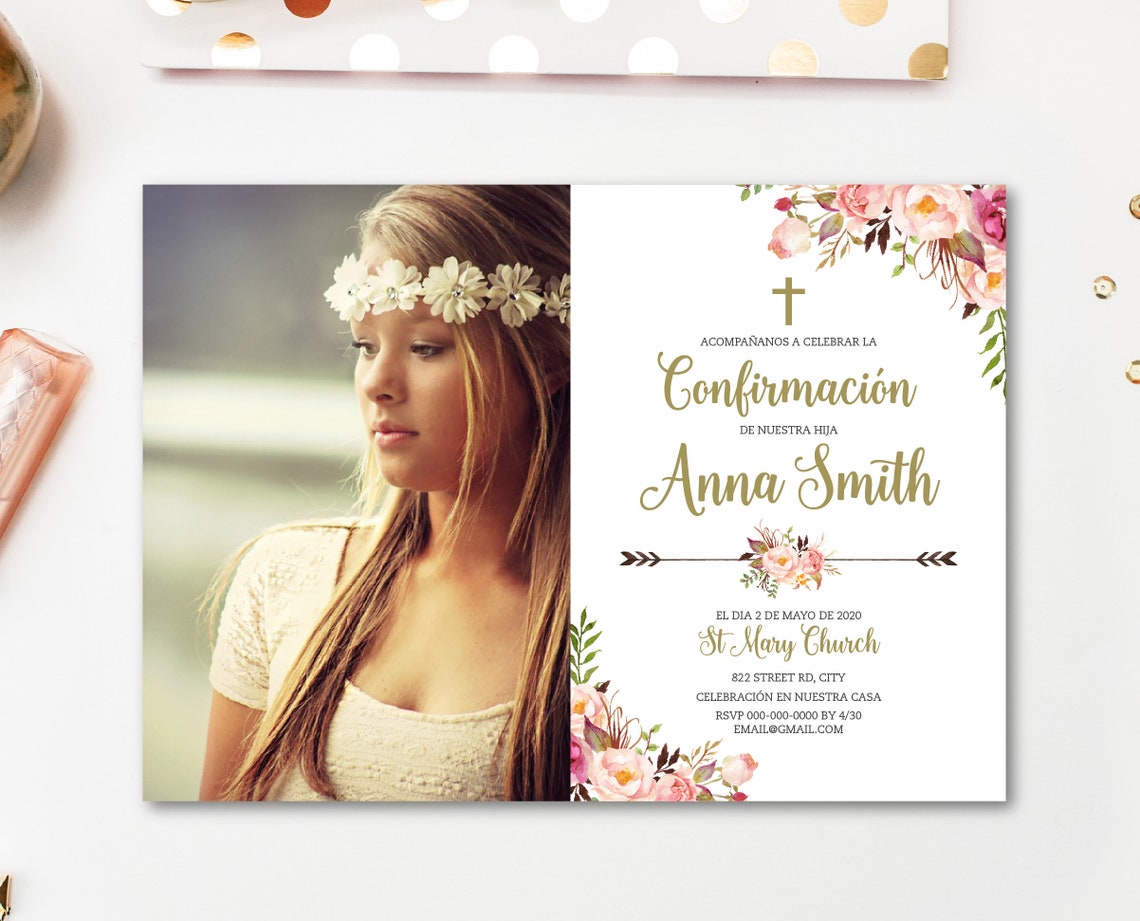 Gold Confirmation Invitation Confirmation Invite Picture | Etsy