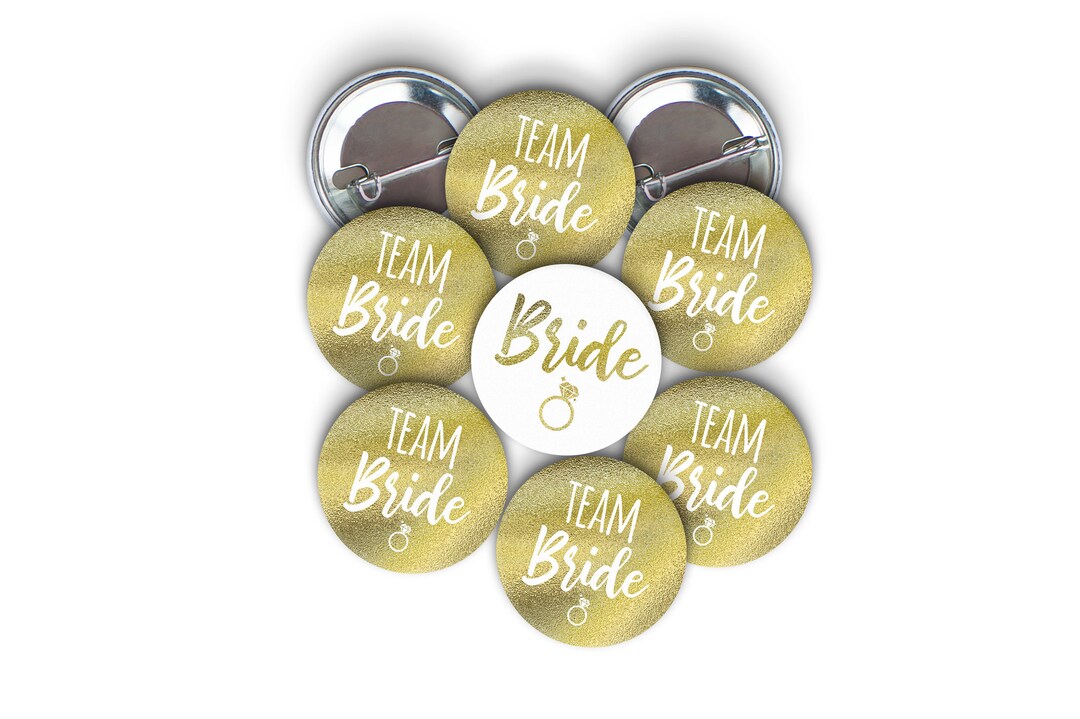 Gold Team Bride Bachelorette BUTTONS, Bachelorette Pins, Team Bride ...