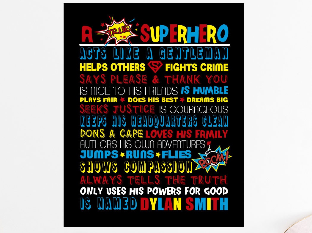 A True Superhero Superhero Rules Superhero Room Decor - Etsy