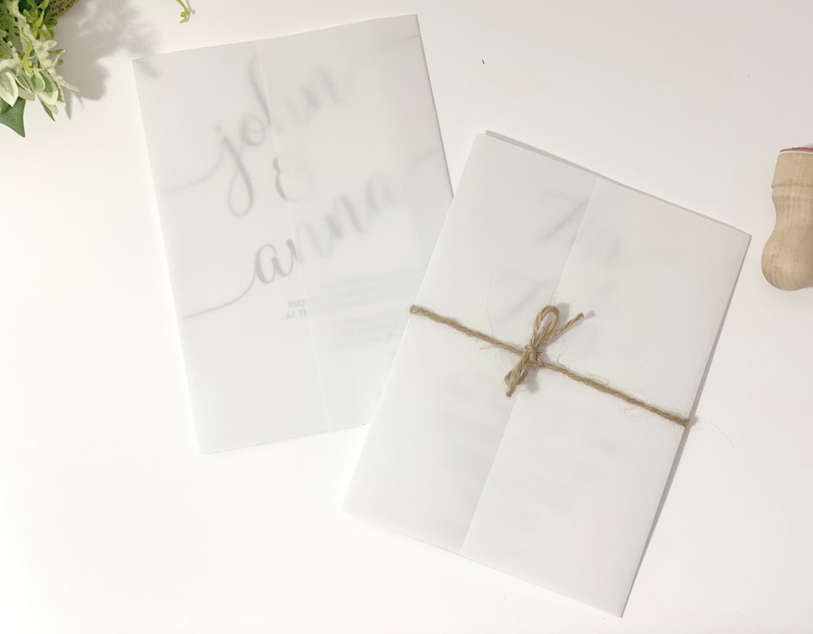 Vellum Jacket for A5 Wedding Invitations Vellum Wrap Vellum - Etsy