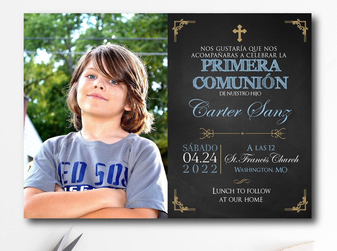 First Communion Invitation Spanish Boy Printable, Photo Invitation, My ...