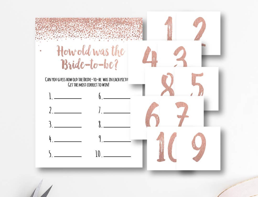 How Old Was the Bride Game Rose Gold, Guess the Age of Bride, Bridal ...