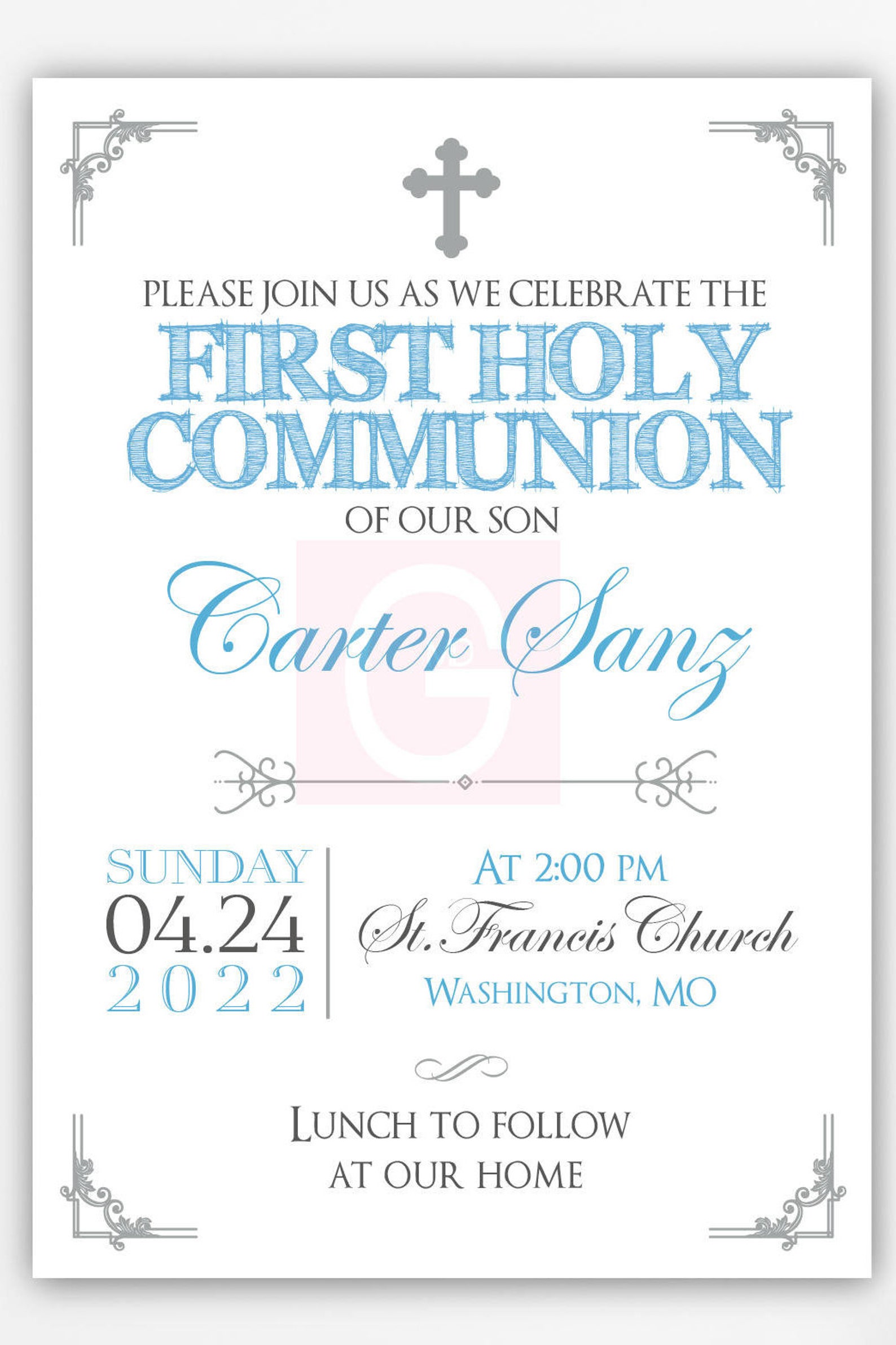 First Communion Invitation Boy First Communion Boy First - Etsy